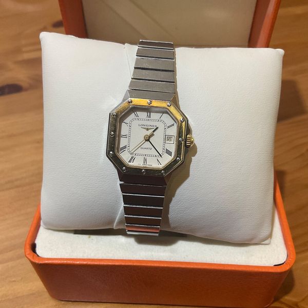 RARE Longines Octagonal Cartier-Cut Golden Bezel RARE StainlessSteel ...