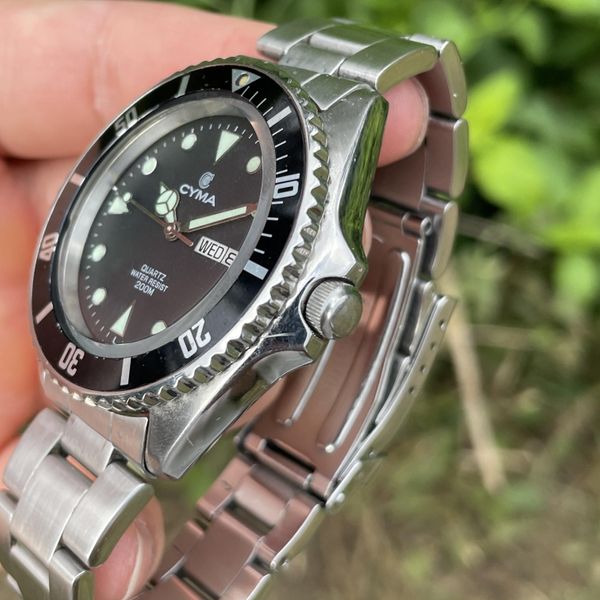 [WTS] Vintage Cyma Quartz Diver Watch Ref. 9111 Swiss 42mm Steel ETA ...
