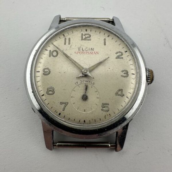 Elgin Sportsman Vintage Mens Watch Sub Second Dial Military Style ...