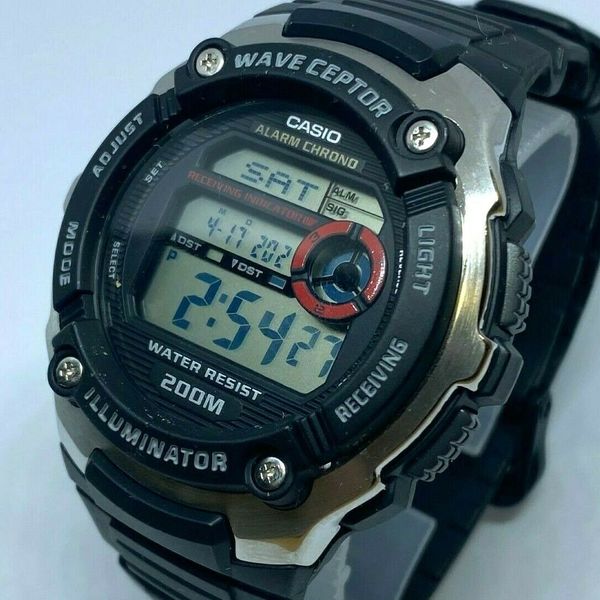 Casio WV-200A Mod 3140 Mens 200m Wave Ceptor Atomic Digital Watch Hours ...