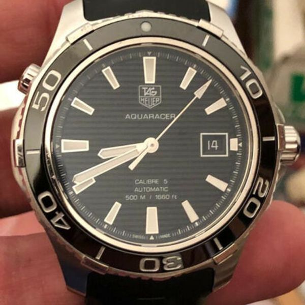 TAG HEUER AQUARACER CALIBER 5 AUTOMATIC 500M - WAK2110.FT6027 41MM CASE ...
