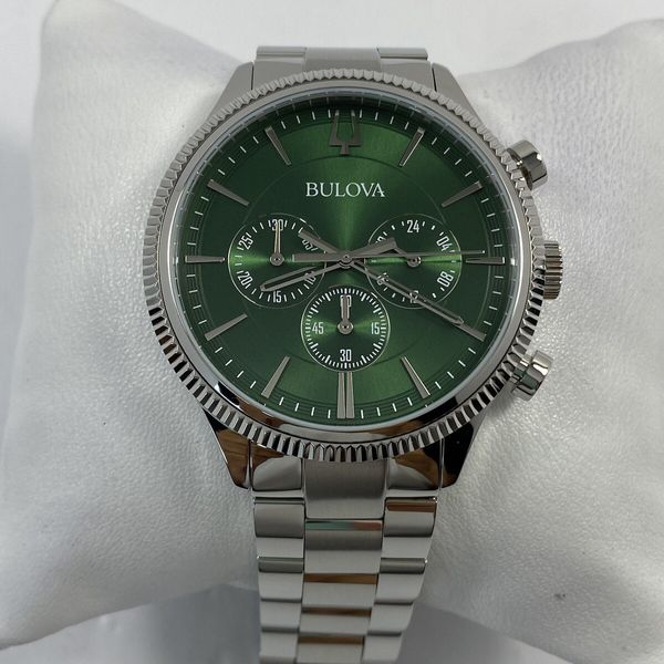 Bulova Classic Chronograph Quartz Green Dial Stainless Steel Men's ...