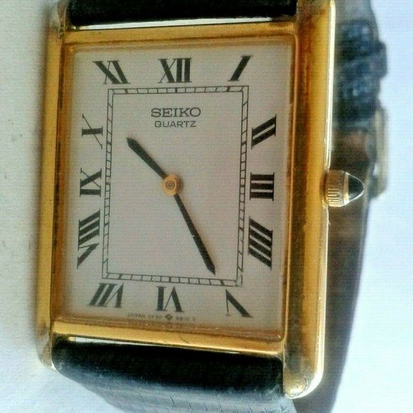 Vintage Seiko Gold Plated Thin Tank Dress Watch 5P30-5A89 Quartz Mens ...