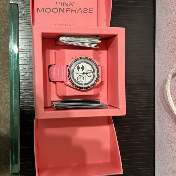 Omega X Swatch Moon Watch â Mission To Pink MoonPhaseâ New Release ...