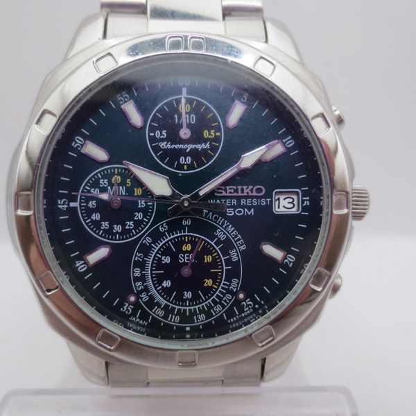 SEIKO V657-9010 DATE CHRONOGRAPH STAINLESS STEEL QUARTZ MENS WATCH ...