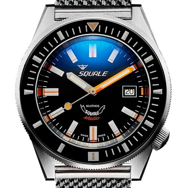 SQUALE SQUALE "SQUALE Matic" 60 Atmos / Brushed case / Black dial / Milanese metal bracelet ...