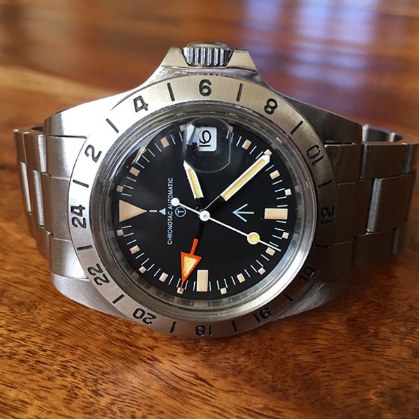 Rare Chronotac Homage Explorer GMT Orange Hand Automatic | WatchCharts