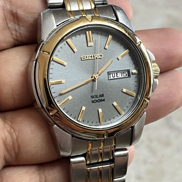 Seiko Essentials Gray Sunray Dial Two-Tone Stainless Steel Men's Watch ...