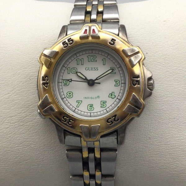 Vintage Guess Watch Women Silver Gold Tone Date 1997 Indiglo New ...