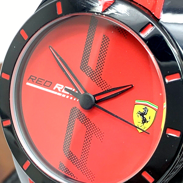 Scuderia Ferrari Unisex Watch 0840028 Quartz Black Red Dial Rubber Band ...