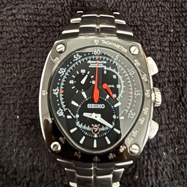 Seiko Men's Black Watch Seiko - Seiko Sportura Kinetic Chronograph ...