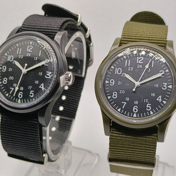 [NEW] Daiso Military Watch Set of 2 Black & Olive Hattori Seiko ...