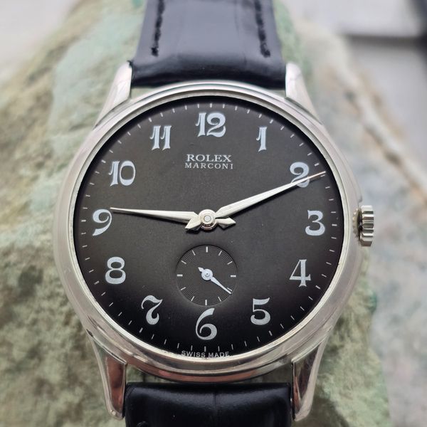 ROLEX MARCONI A CUERDA DE HOMBRE DIAL RESTAURADO COLOR NEGRO CAJA ...