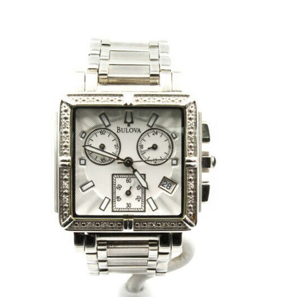 BULOVA WOMEN'S SQUARE CHRONOGRAPH WRISTWATCH WITH DIAMOND ACCENTS ...