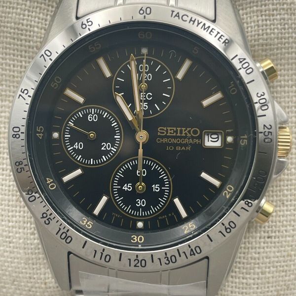 SEIKO Selection SBTQ043 Chronograph Quartz Men's Watch Silver Black ...