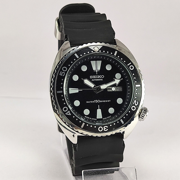 Seiko Automatic Glow in The Dark Black Dial Rotating Bezel Day Date ...