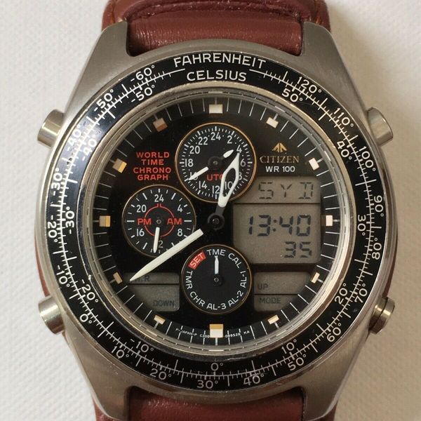Citizen C300-E80290 Promaster Navihawk World Time Chronograph + Leather ...