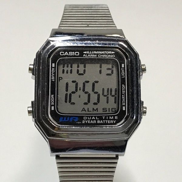 Vintage Mens Casio Stainless Steel Alarm Chronograph Watch A179W Modul ...