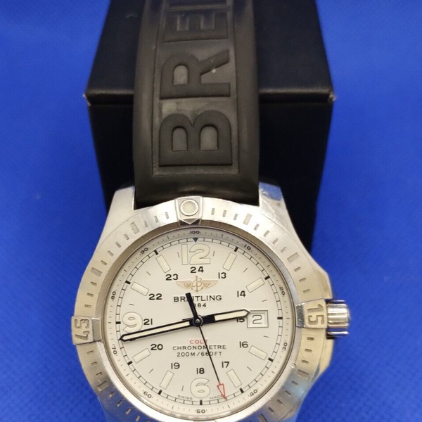 Brietling Colt Quartz 44mm Dial in Ivory Rubber Strap | WatchCharts ...