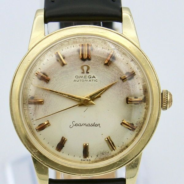 Vintage 1958 14K Gold Omega Seamaster Watch Automatic Men's GX6546 Cal ...