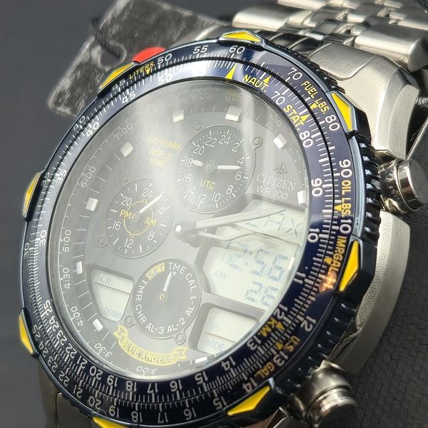 NEW Citizen Navihawk Blue Angels JN0040-58L 45mm Pilot Watch Full Set ...