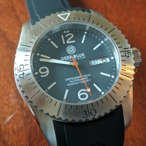 DEEP BLUE DIVER WATCH DEFENDER 1000 40MM AUTOMATIC MATTE BLUE DIAL ...