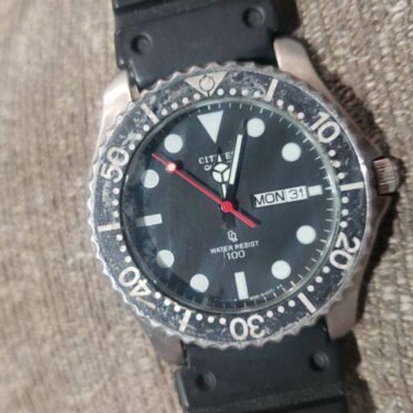 80s Citizen Mens Quartz, Diver 6100 -G03740 K Watch, Silicone Black ...