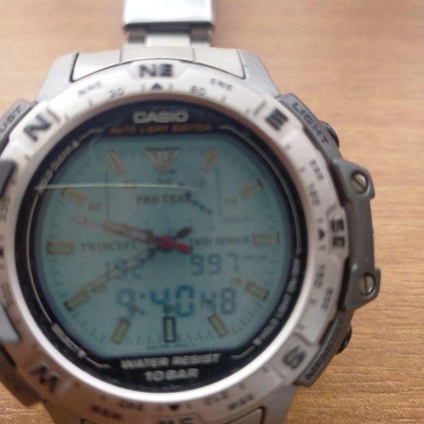 Casio Pro Trek PRT-500 Titanium Digital Watch Twin Sensor for Men | WatchCharts Marketplace