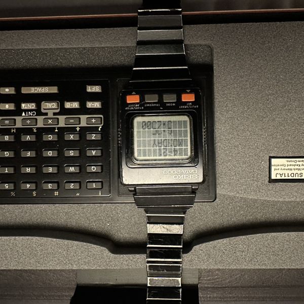 Vintage SEIKO DATA 2000 Watch / Computer Black Aluminum Box Instruction ...