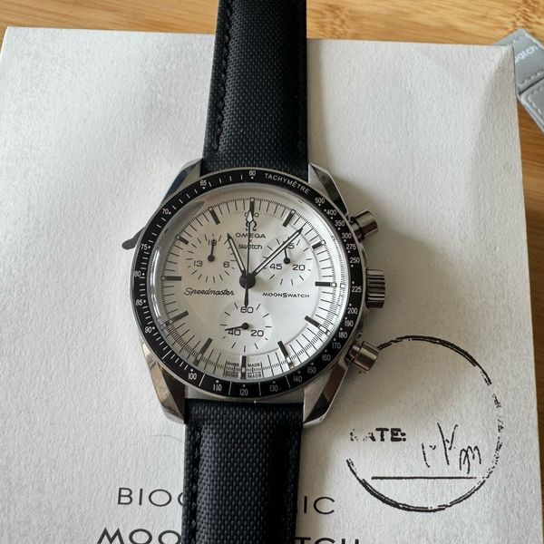 Swatch Omega 1965 Stainless Steel Case Mod Moonswatch White Dial ...