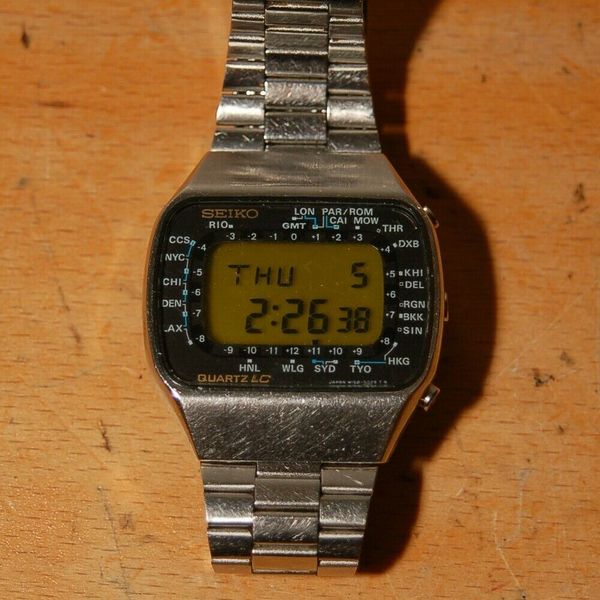 Vintage Seiko Pan Am Pilot World Time M158-5009 LCD Quartz Japan ...