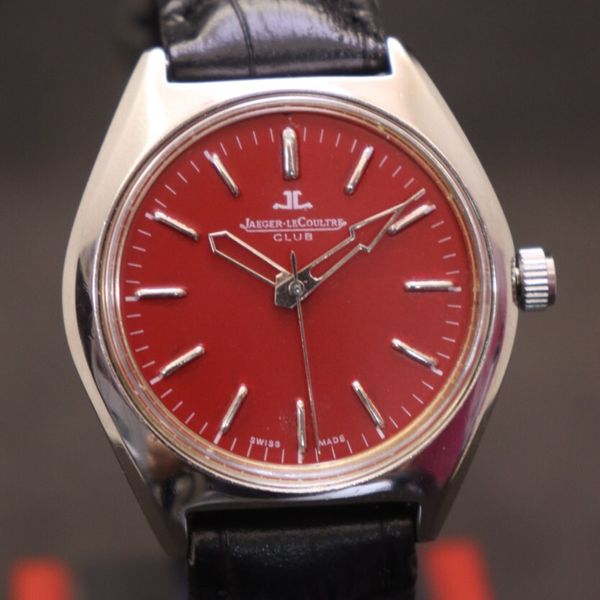 vintage jaeger-LeCoultre Club 17 jewels manual winding red dial men's ...