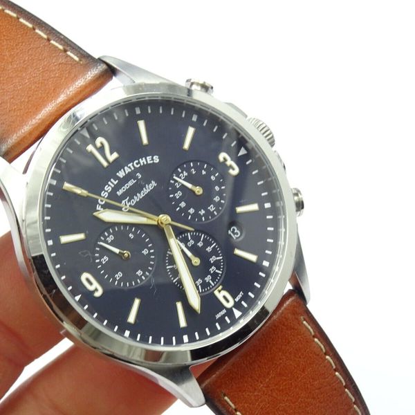FOSSIL Forrester FS5607 44mm Men's Chronograph Brown Leather Men's ...