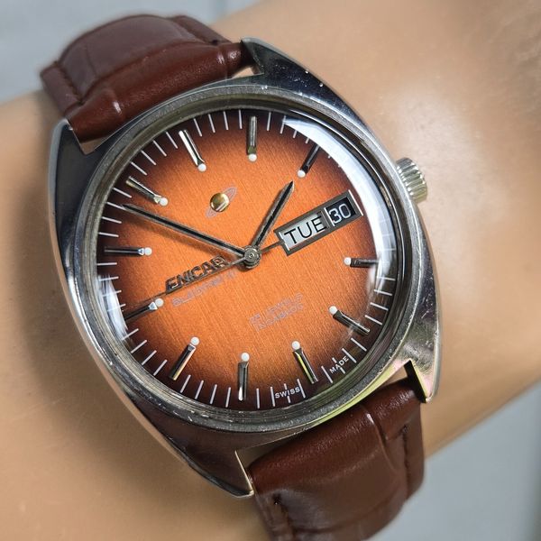 vintage ENICAR men's automatic watch AR-2167 25Jewels day/date swiss ...