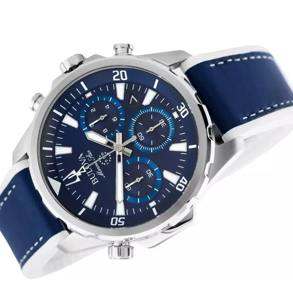 New Bulova Marine Star - 96B287 - Blue Dial Men's Chronograph Quartz ...