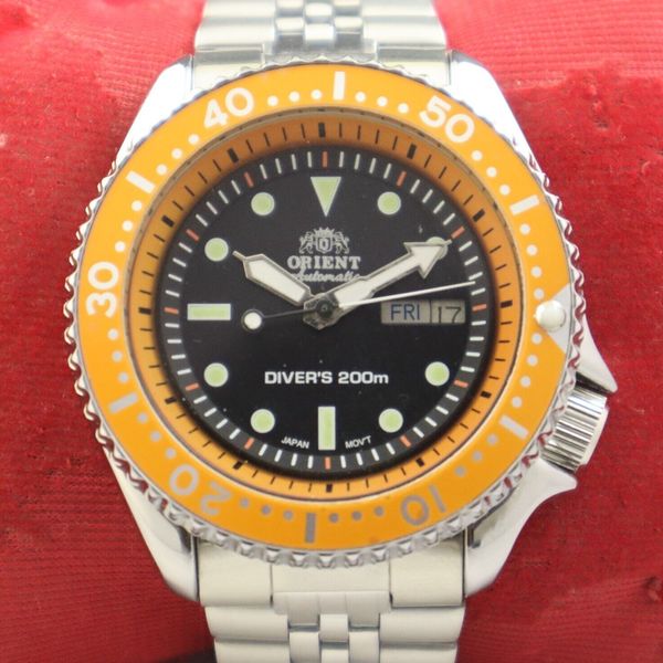 Orient Diver Automatic Day/Date Rotating Bezel Black Dial Working Men's ...
