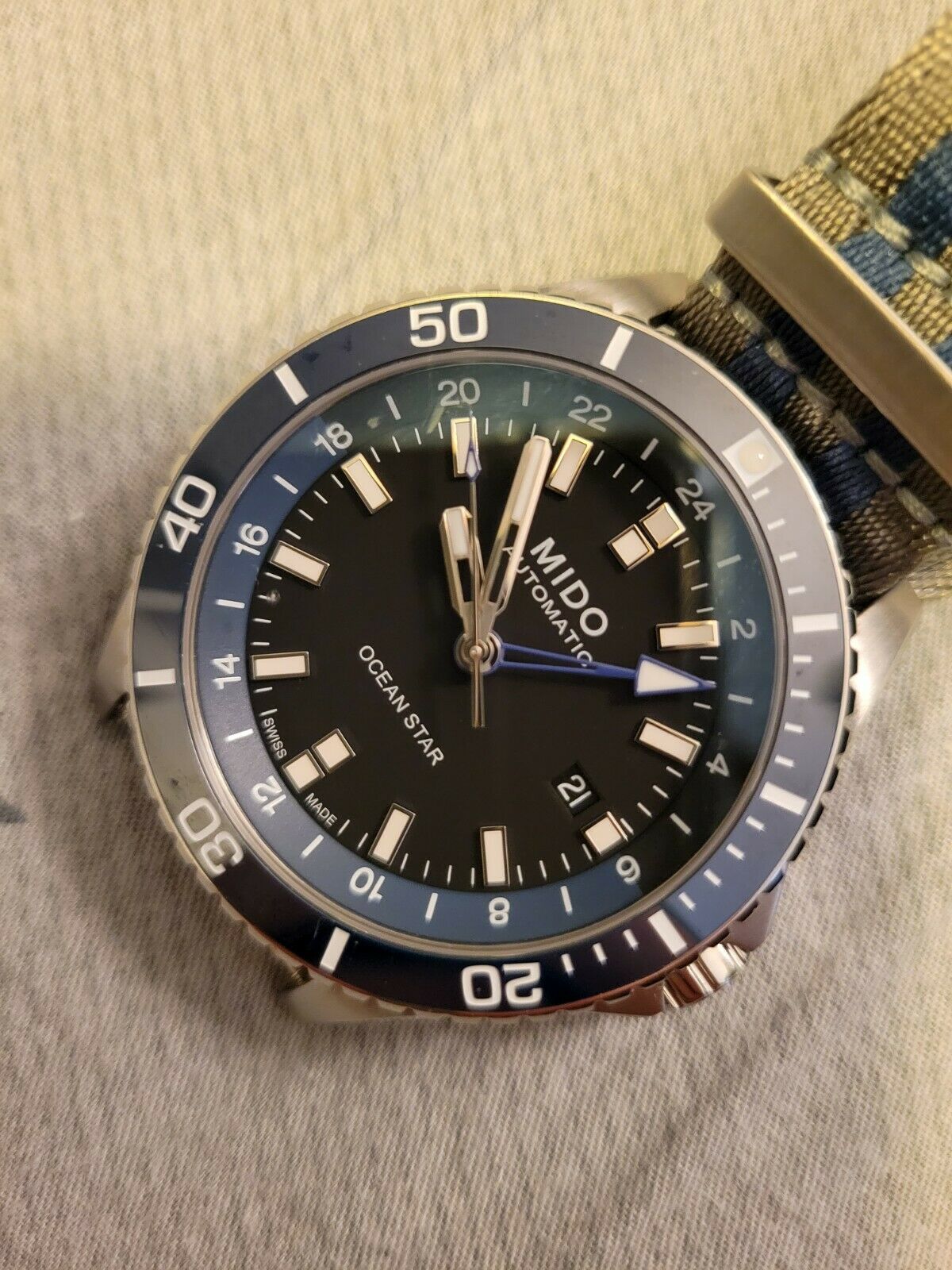 Mido Blue Ocean Star GMT Automatic Canvas Strap Watch, 44mm With Extra ...