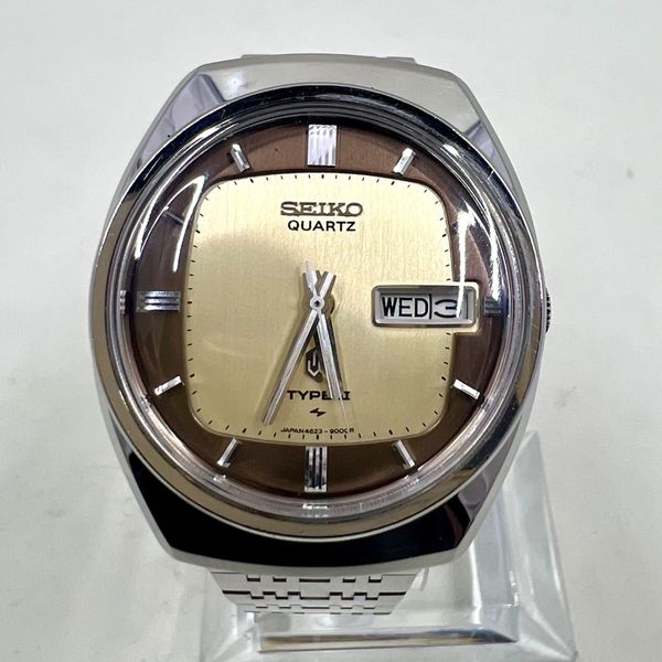 Seiko Type II Quartz Rare Dial Menâ s Watch Vintage 36mm Day Date Good ...