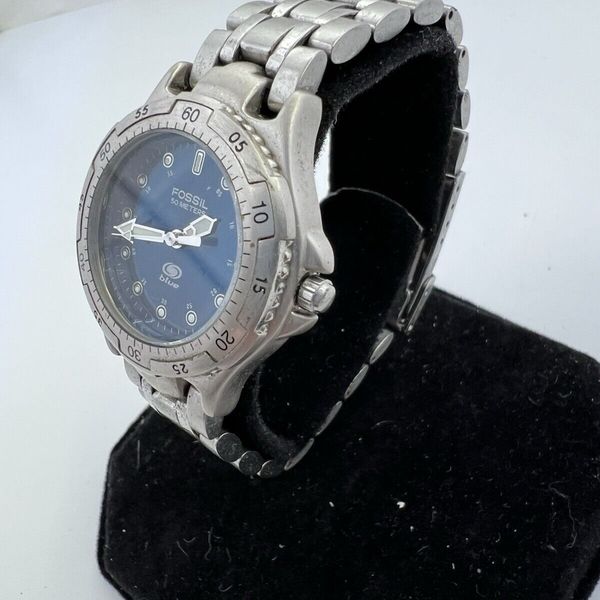 Fossil Blue Watch Women 28mm Silver Tone Blue Dial AM-3247 New Battery ...
