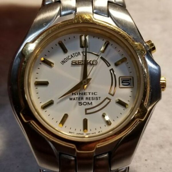 Seiko Kinetic 5M62-0A89 Power Reserve Indicator Wristwatch New ...