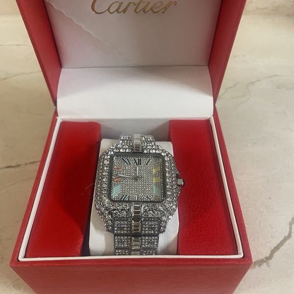 High Quality Luxury Hip Hop Rainbow Face White Gold Diamond Cartier ...