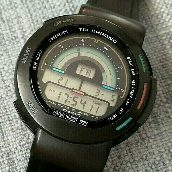 vintage casio trc-100 tri chrono alarm chrono lcd watch module 999 ...