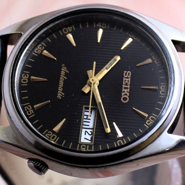 #AMAZING Seiko 5 BLACK-Dial 6319 D/D Automatic 21 Jewels Men's Wrist ...