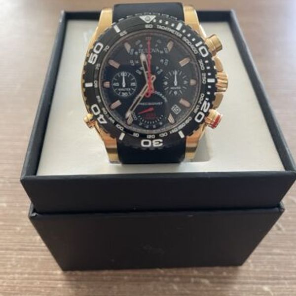 MENS BULOVA 98B211 Precisionist Chronograph Rose Gold Tone Gent’s Watch ...