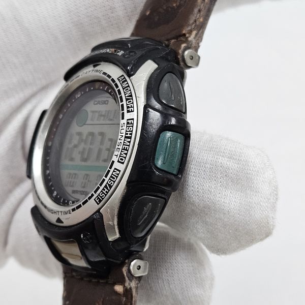 Casio Pathfinder PAS-400B 2632 Fishing Moon Phase Vibrating Alarm 44mm ...