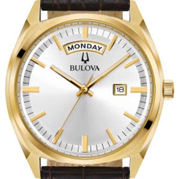 BULOVA 97C106 Bulova Day-Date Calendar Men's Watch Watch Gold Leather ...