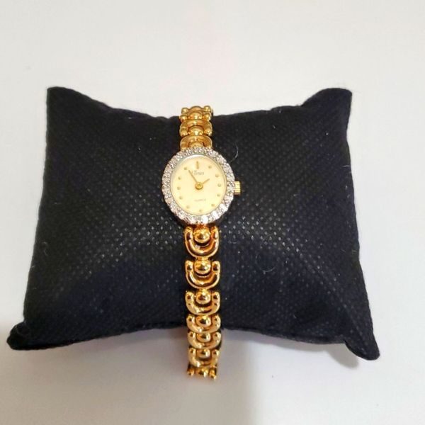 Vintage Timex Ladies Diamond Bezel Gold Tone Quartz Watch w/ No Battery ...