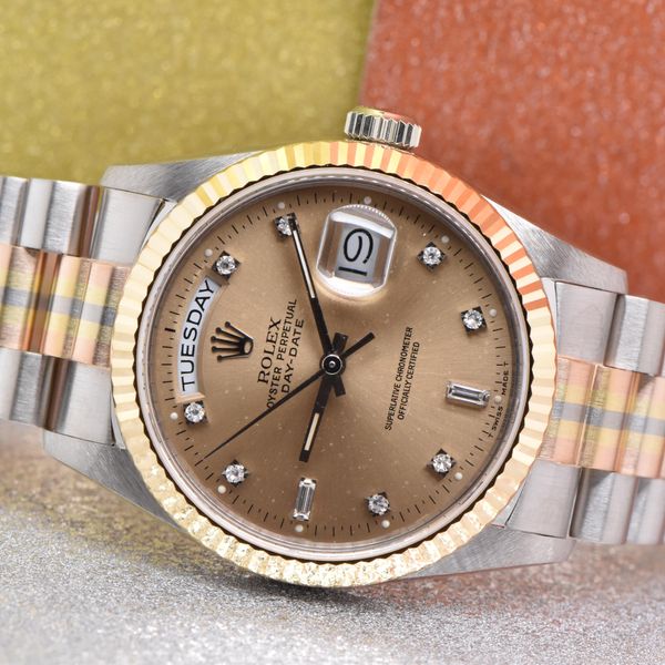 [WTS] 1987 Rolex Day-Date President Tridor 18K Tri Color Gold Diamond ...