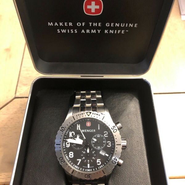 WENGER Swiss Army Mens CHRONOGRAPH Watch, Diver, Quartz, Stainless ...