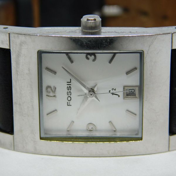 Fossil F2 ES-9586 Genuine Leather All Stainless Steel Quartz Analog ...